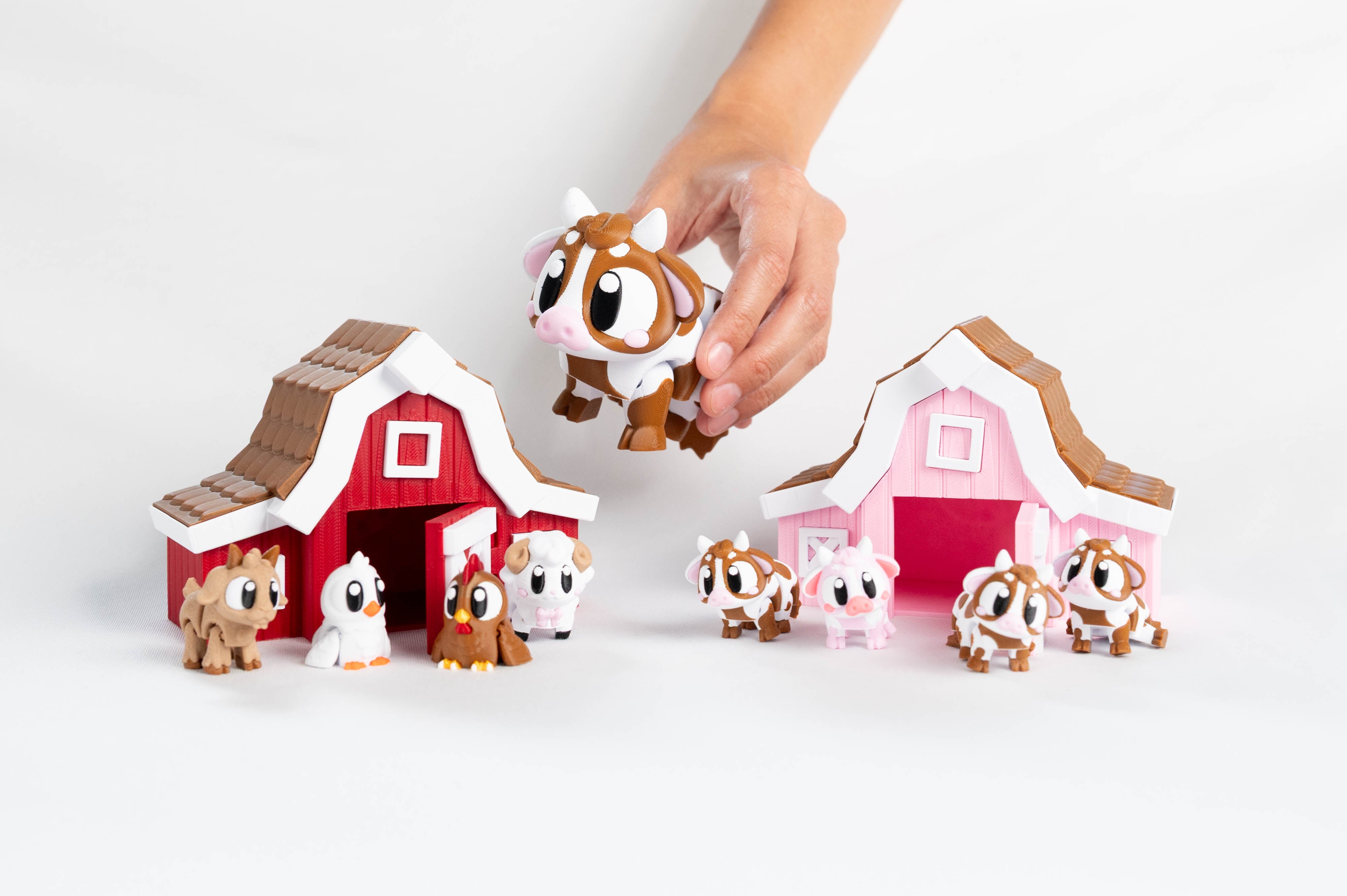 Red Farm & Moo House - 3D Barn Toy Set with Animals